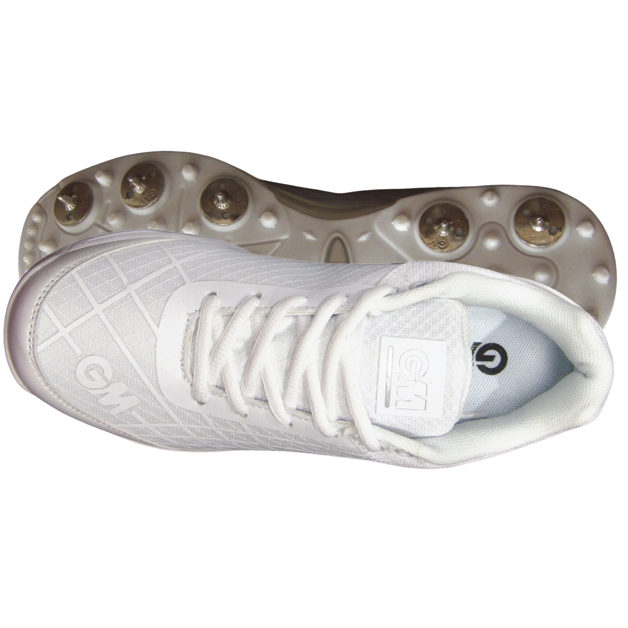 GM Shoes Icon All Rounder Cricket Shoes With Spike White